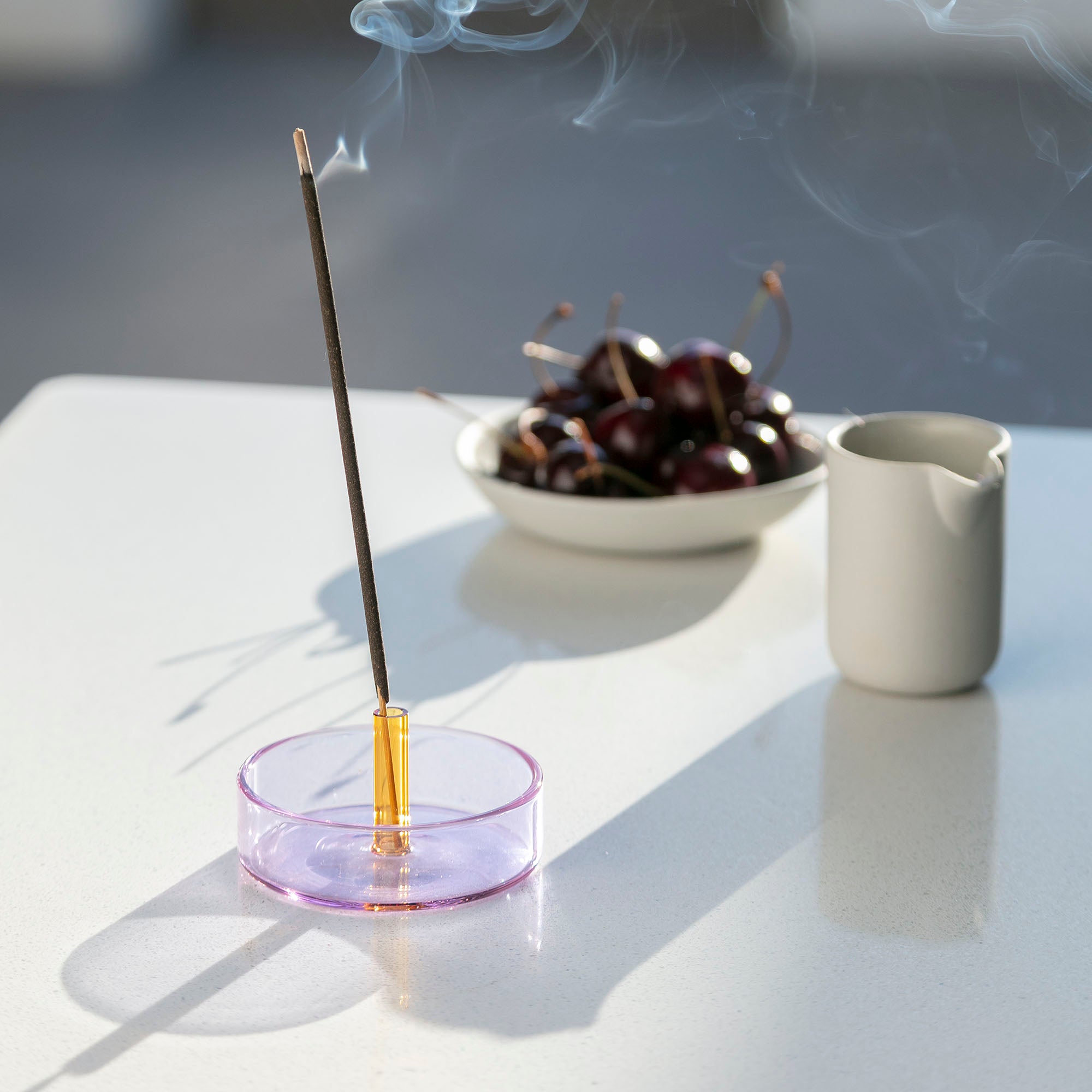 Duo Tone Glass Incense Holder | Block Design