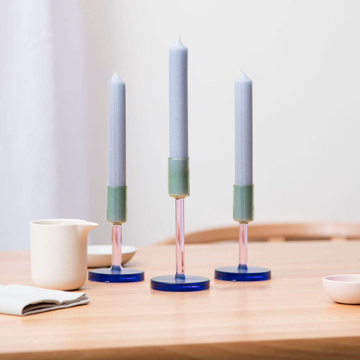 Glass Candlestick Gift Set of 3 | Block Design